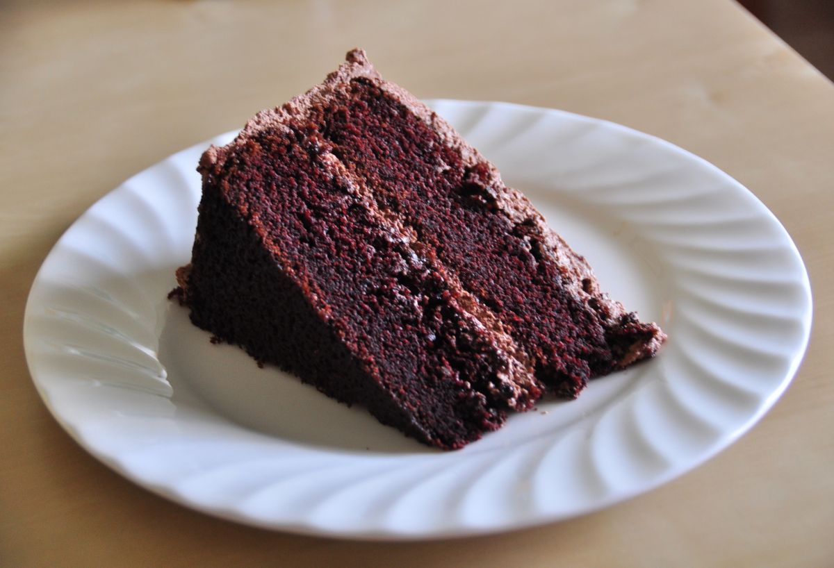 Chocolate Cake with Whipped Cream Frosting | Tangled Up In Food